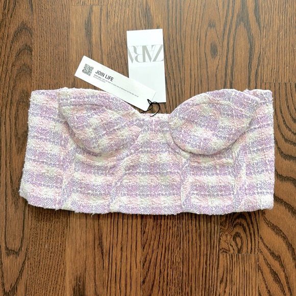 Zara | Tops | Zara Tweed Tube Top With Boning | Poshmark